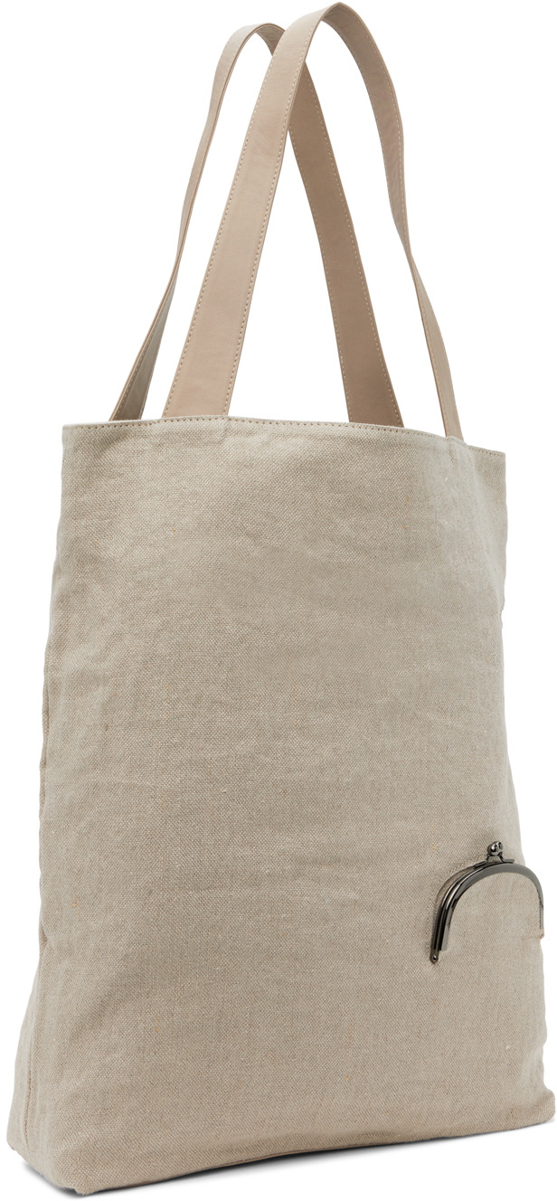 Yohji Yamamoto Beige Kiss-Lock Tote Yohji Yamamoto