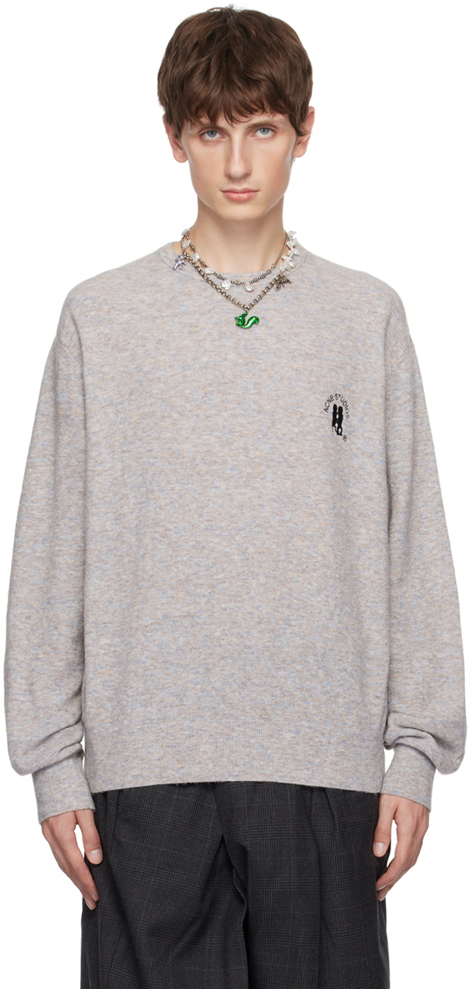 Acne Studios Gray Embroidered Sweater Acne Studios