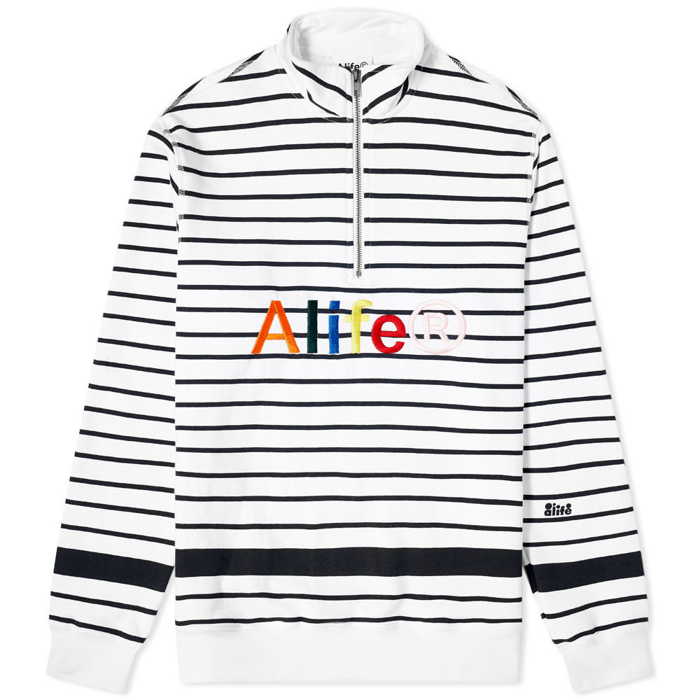 Alife Half Zip Striped Crew Sweat Alife