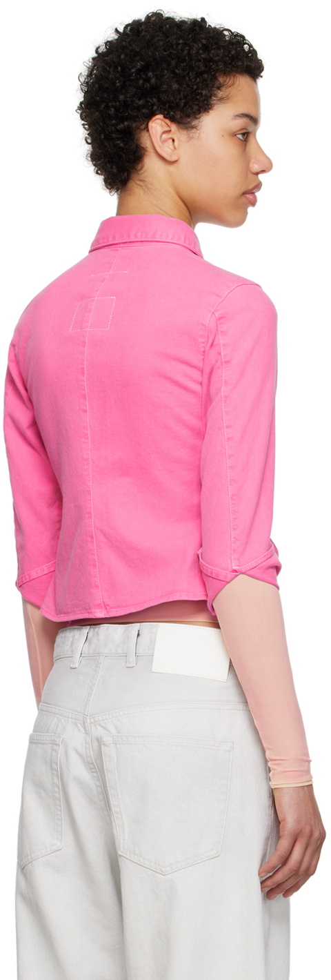 MM6 Maison Margiela Pink Embroidered Denim Jacket MM6 Maison Margiela