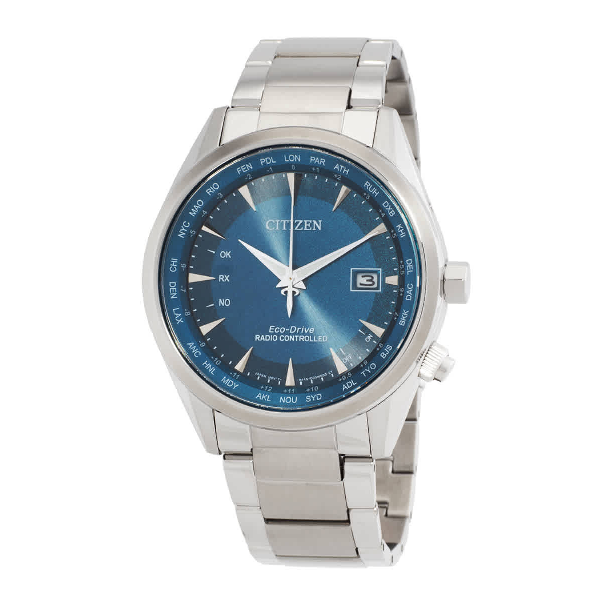 Citizen Perpetual World Time GMT Eco-Drive Blue Dial Mens Watch CB0270 ...