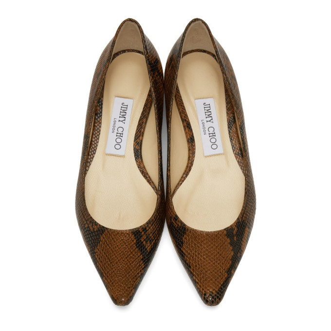 Jimmy Choo Brown Snake Romy Flat Loafers Jimmy Choo