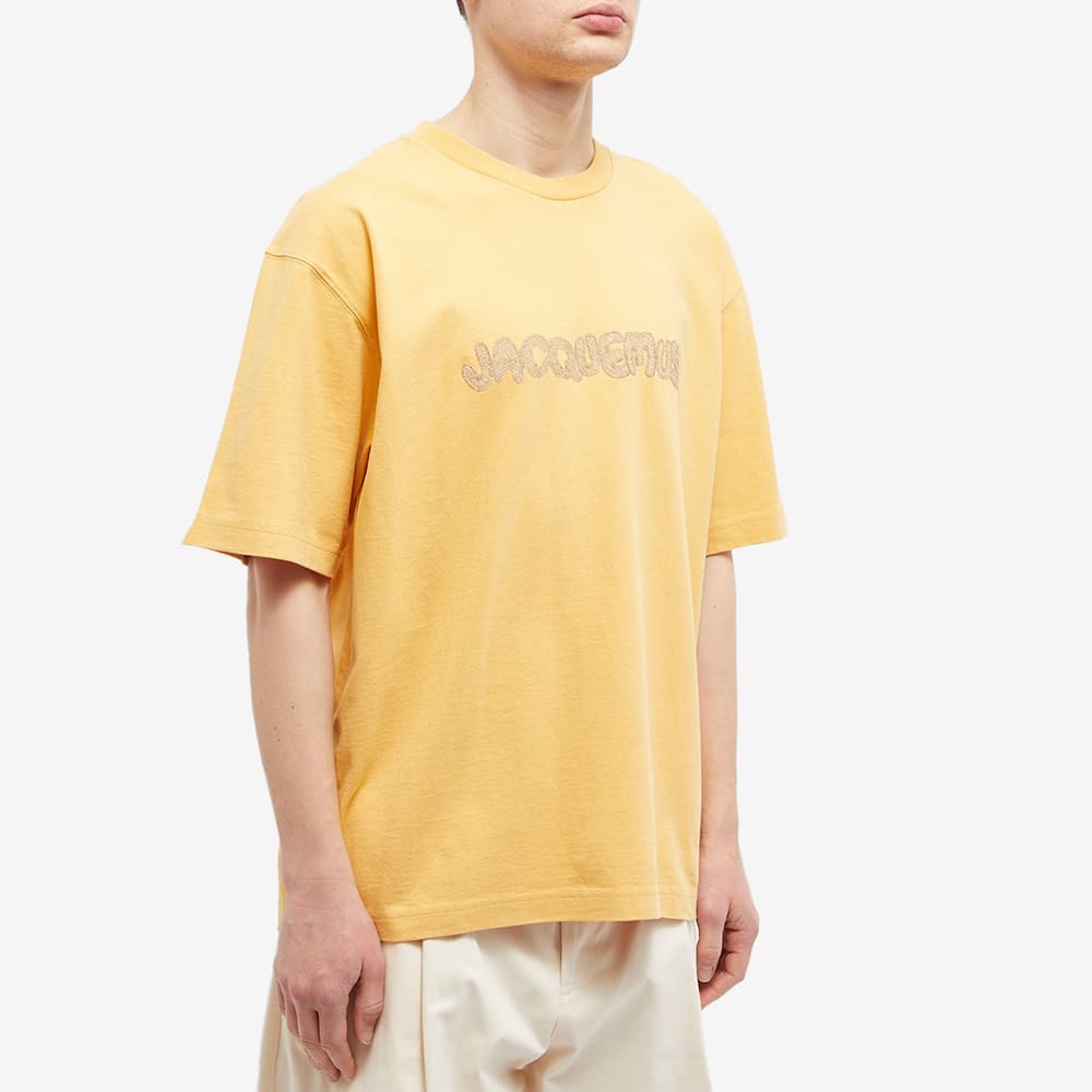 Jacquemus Men's Macrame Logo T-Shirt in Yellow Jacquemus
