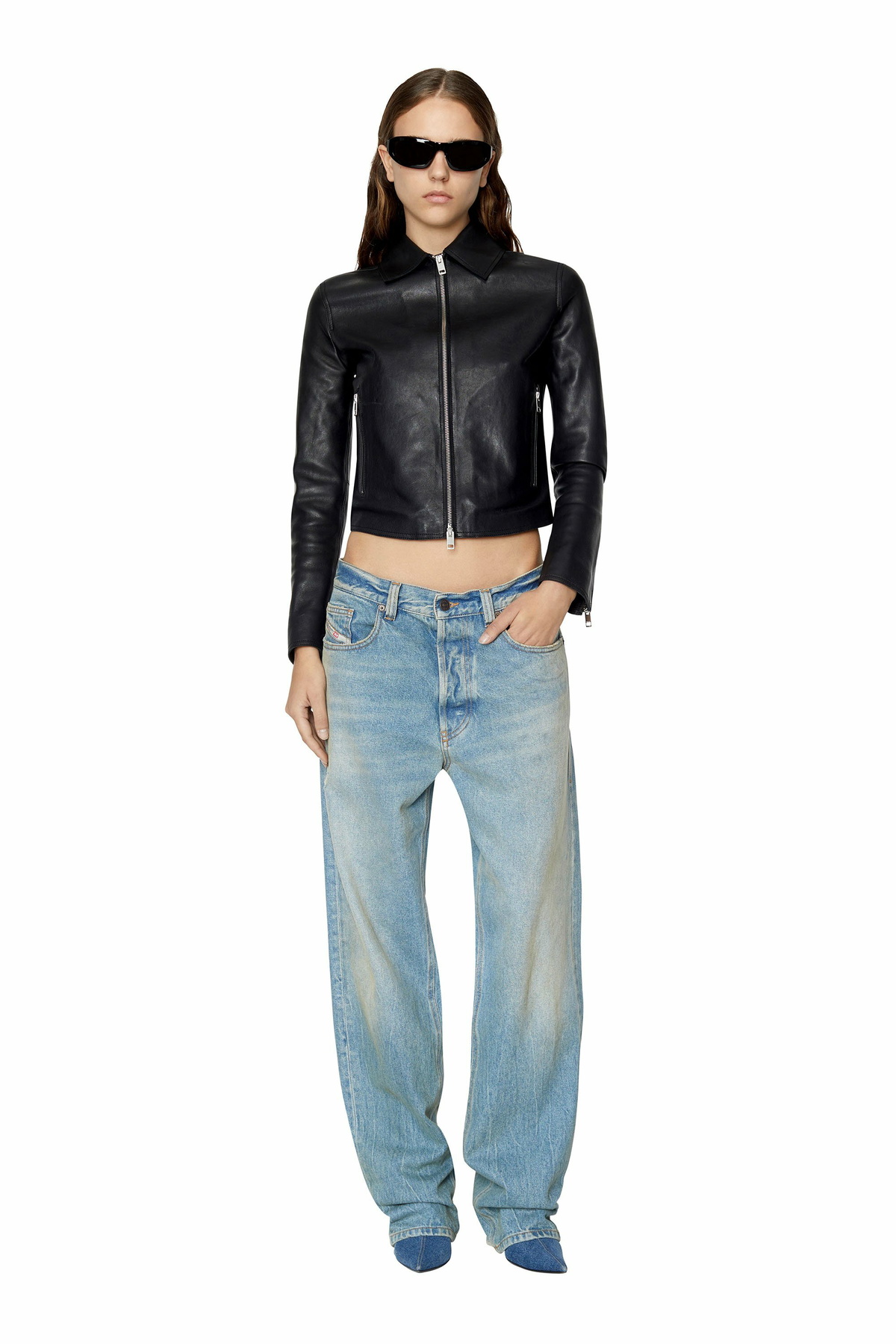 Diesel Light leather biker jacket - Leather jackets Womens in Black Diesel