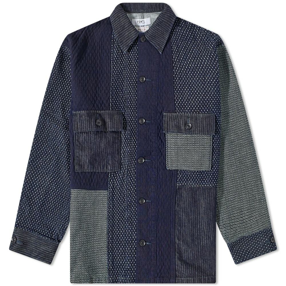 FDMTL Men's Boro Patchwork Shirt in Rinse Indigo FDMTL