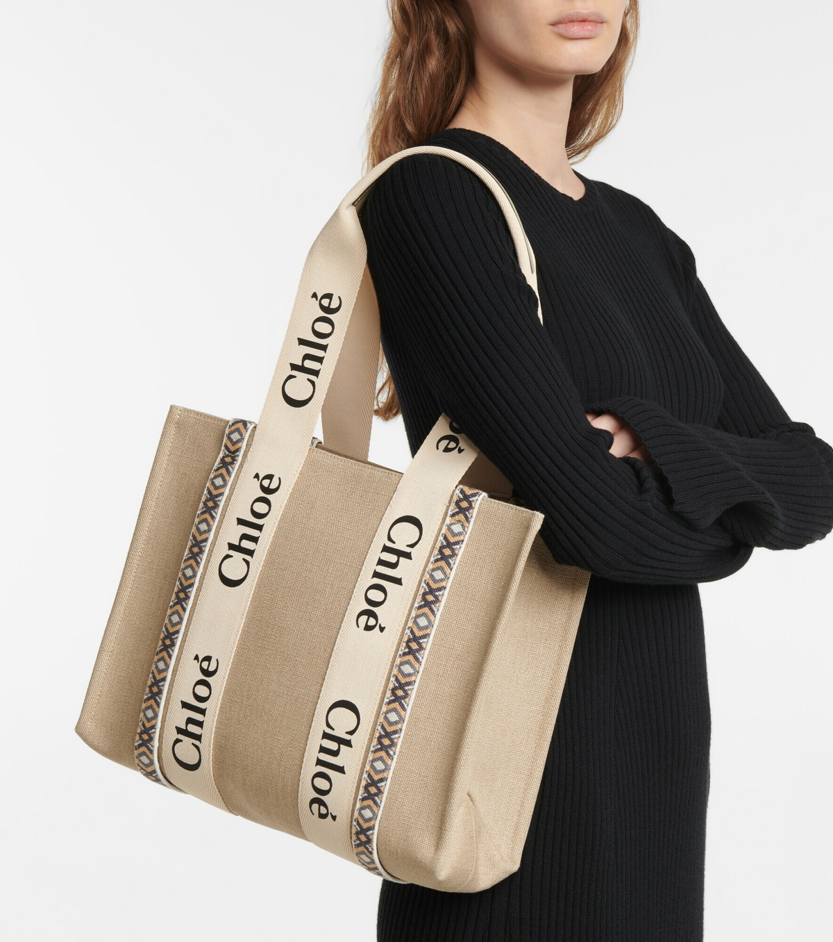 Chloe - Woody Medium canvas tote Chloe