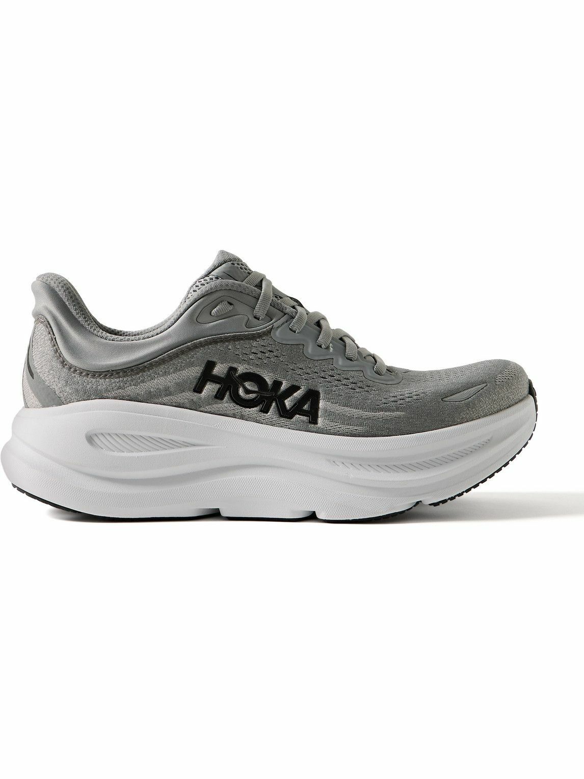 Hoka - Bondi 9 Rubber-Trimmed Mesh Running Sneakers - Gray Hoka One One