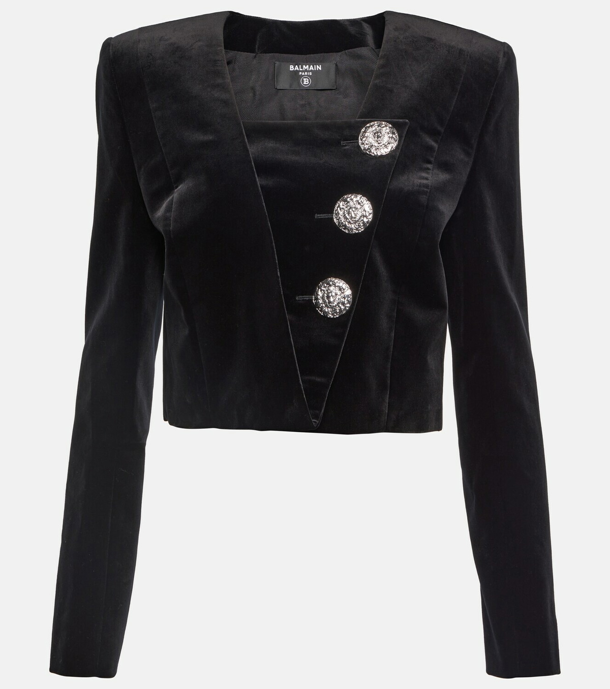 Balmain Embellished cropped velvet blazer Balmain