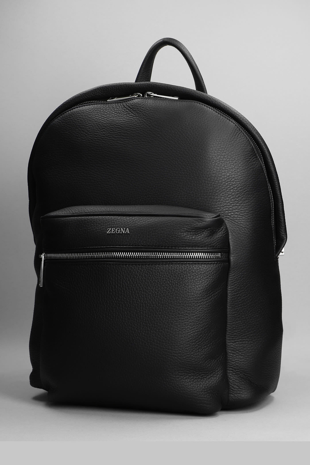 Zegna Backpack In Black Leather Zegna