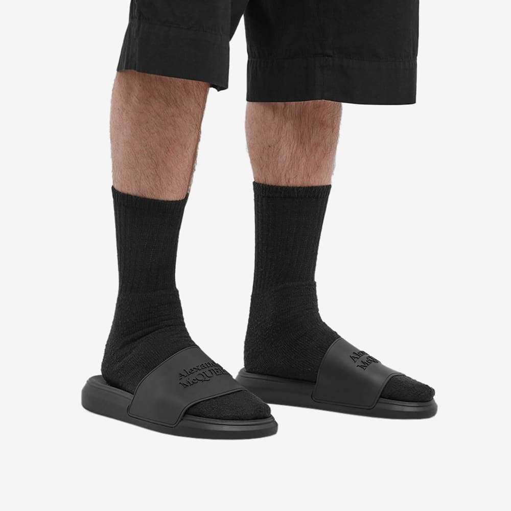 Alexander McQueen Men's Logo Wedge Sole Pool Slide in Black Alexander ...