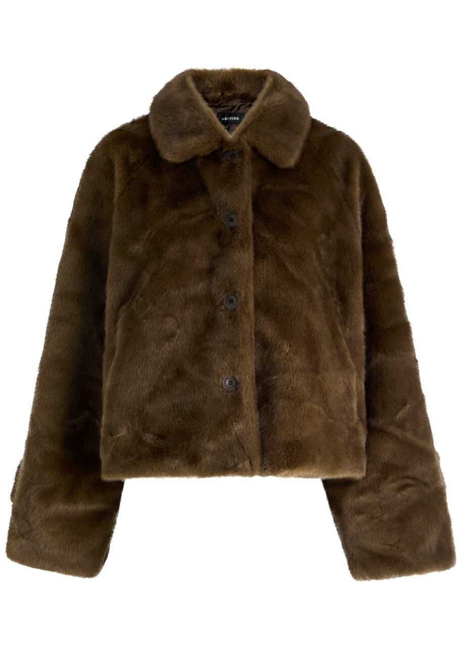 Meotine Kelly Cropped Faux fur Jacket Brown Meotine