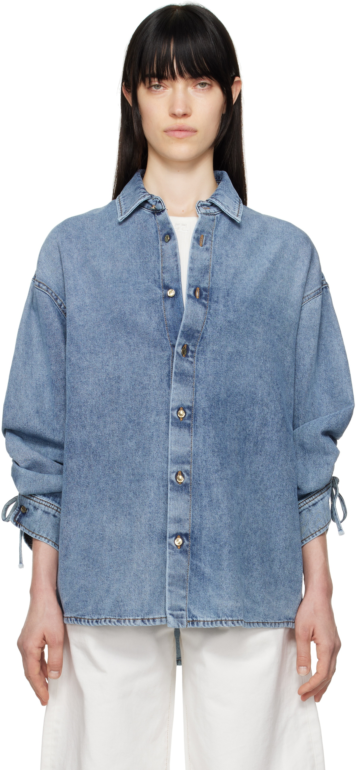 DARKPARK Blue Keanu Tencel Denim Rouche Shirt DARKPARK