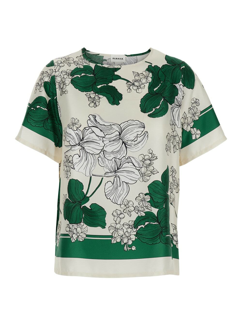Parosh Multicolor Blouse With All-over Floral Printed Motif In Silk ...
