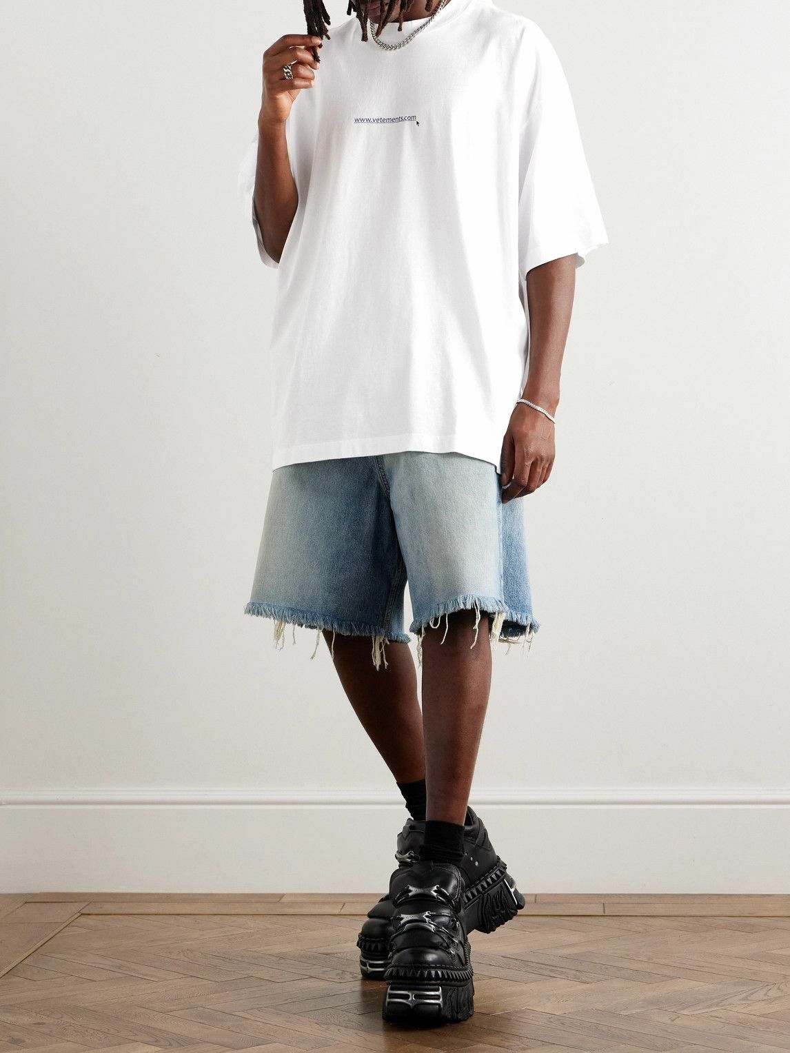 VETEMENTS - Printed Cotton-Jersey T-Shirt - White Vetements