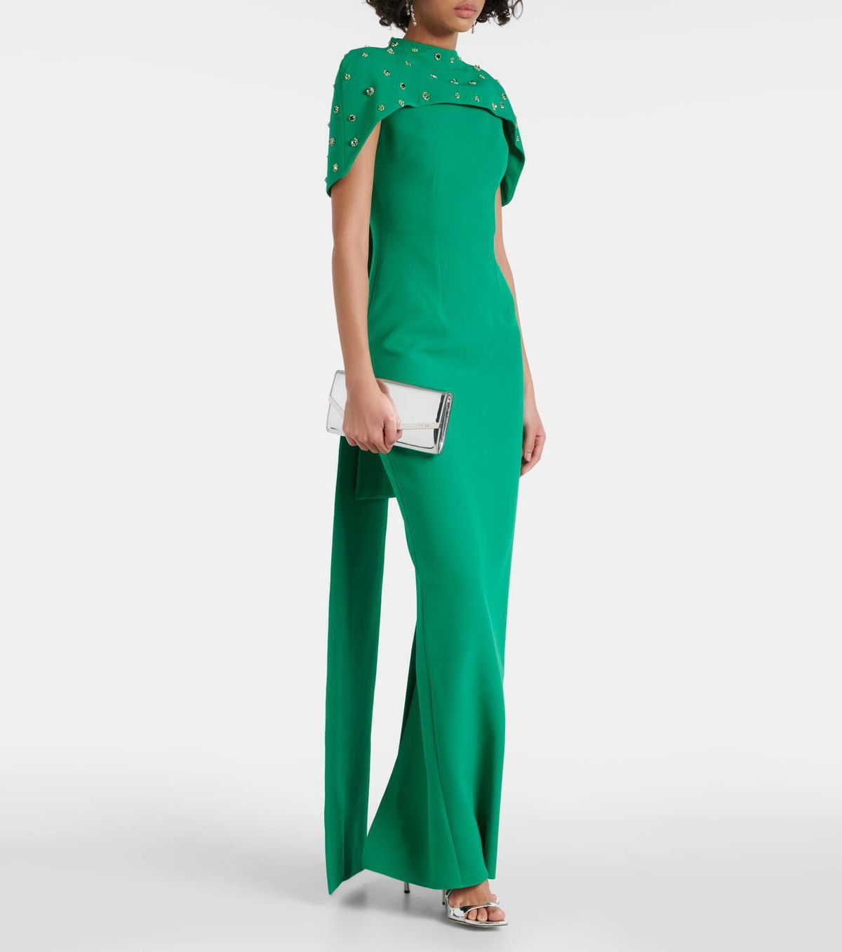 Safiyaa Caped embellished gown Safiyaa