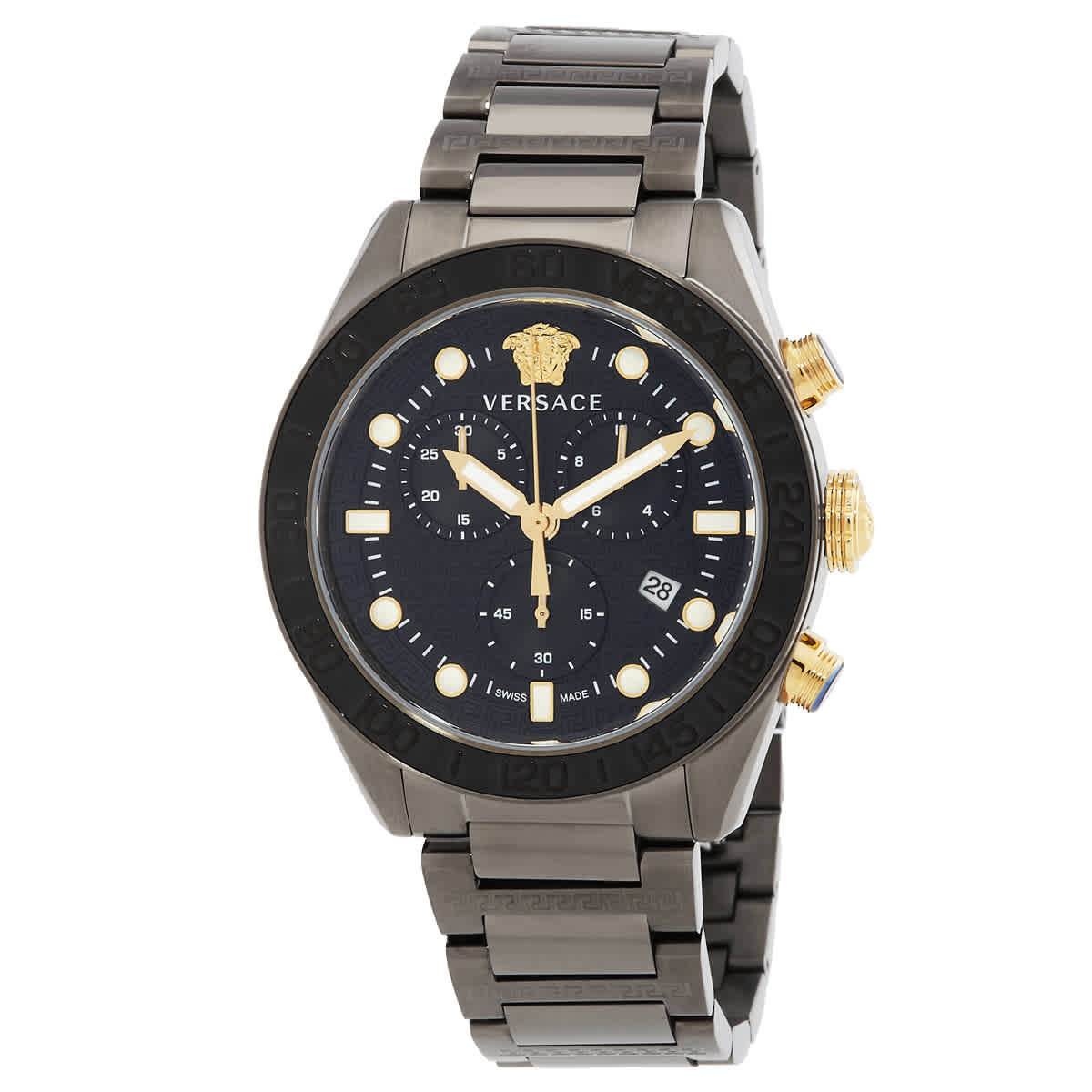 Versace Greca Dome Chronograph Quartz Black Dial Mens Watch VE6K00623 ...