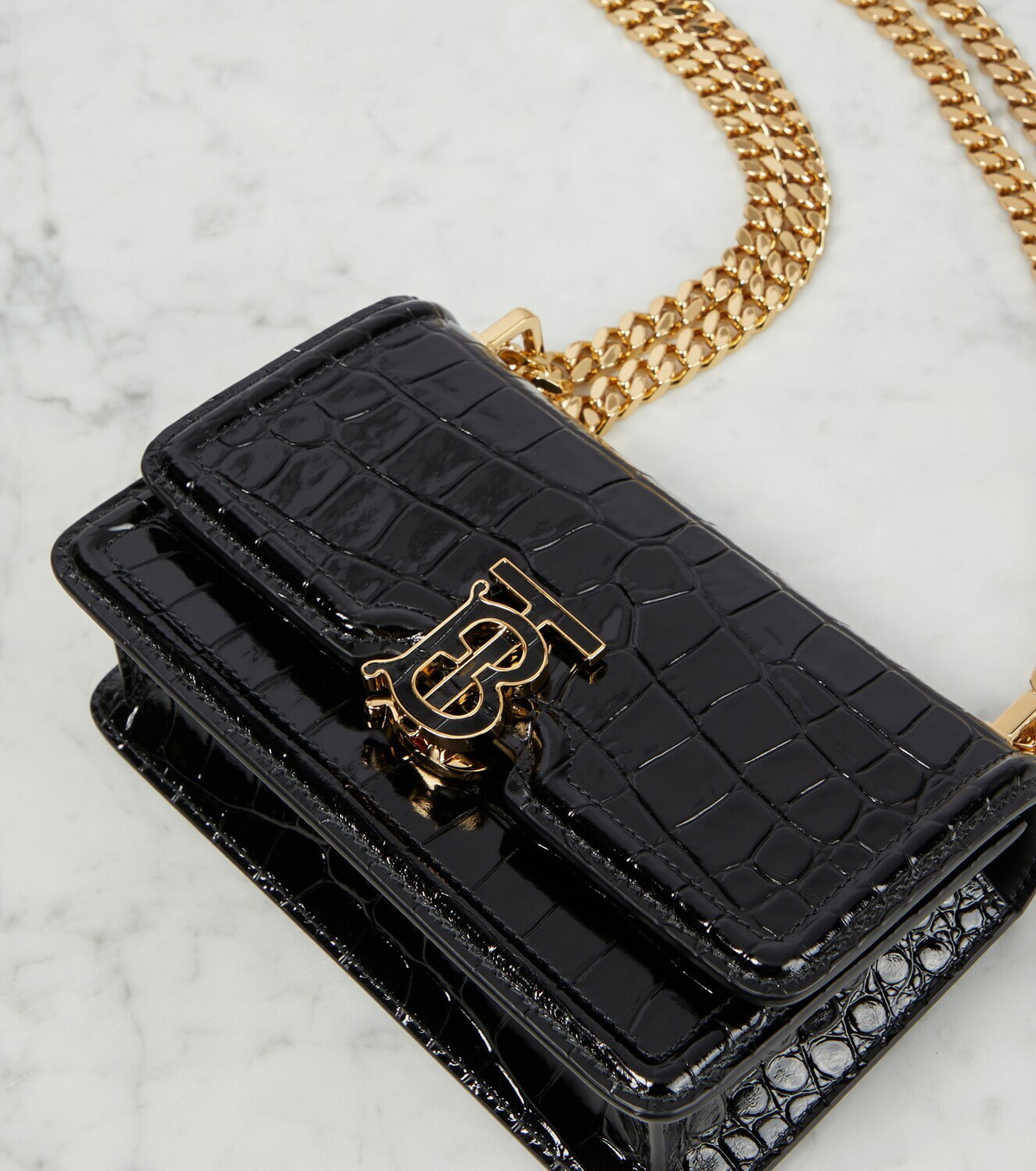 Burberry TB Mini croc-effect leather shoulder bag Burberry