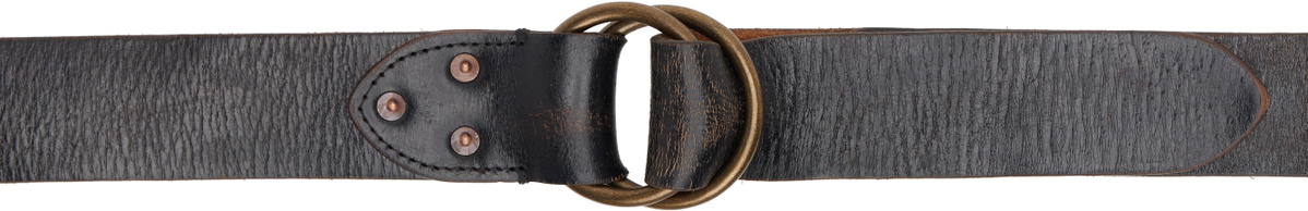 RRL Brown Distressed Leather Double–O-Ring Belt RRL