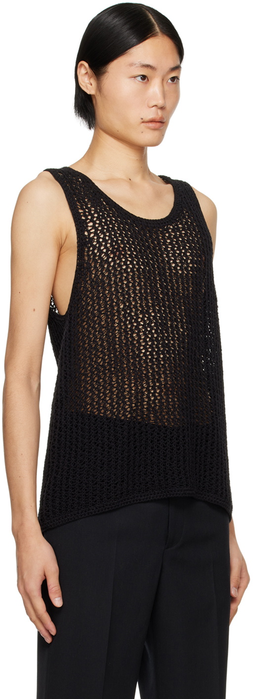 COMMAS Black Open Work Tank Top Commas