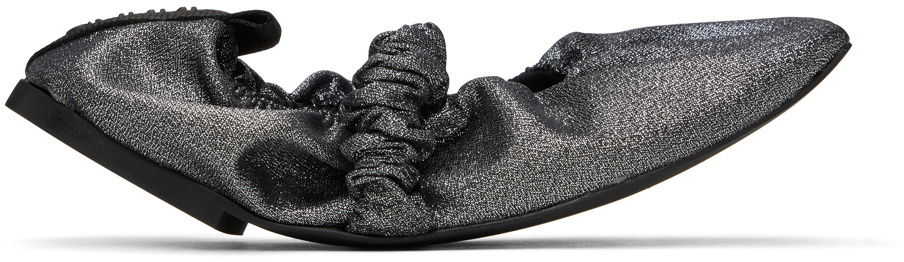 GANNI Silver Scrunchie Ballerina Flats GANNI