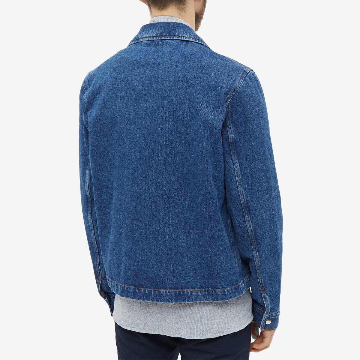AMI Men's Heart Denim Coaches Jacket in Blue AMI