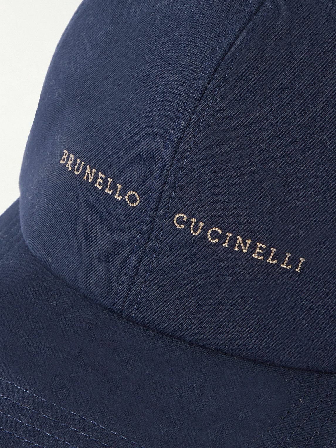 Brunello Cucinelli - Logo-Embroidered Leather-Trimmed Cotton-Twill ...