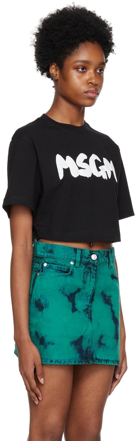 MSGM Black Cropped T-Shirt MSGM