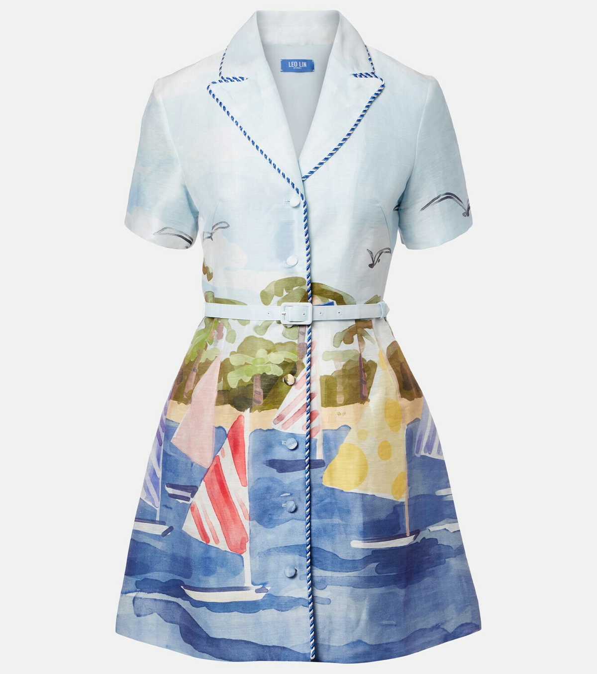 Leo Lin Brigitte linen-blend canvas minidress Leo Lin