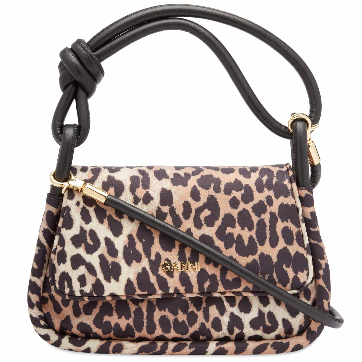GANNI Women's Knot Flap Over Print in Leopard GANNI