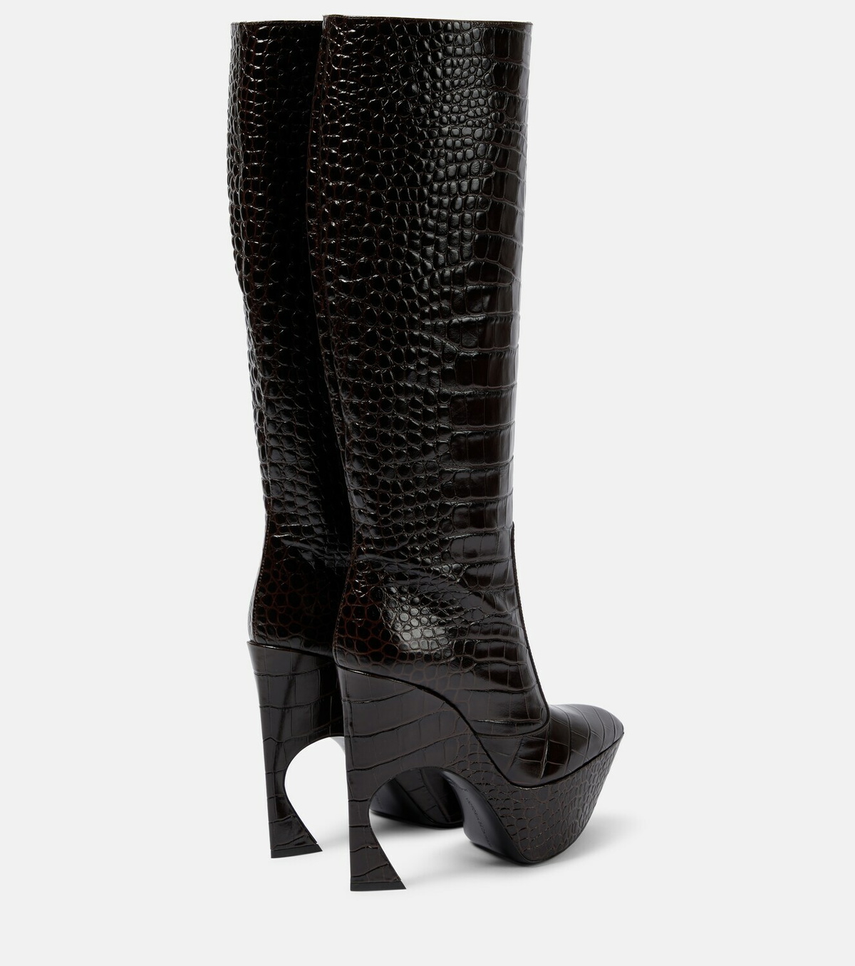 Victoria Beckham Croc-effect leather platform knee-high boots Victoria ...