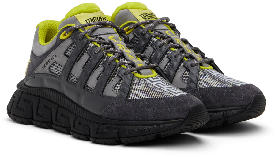 Versace Gray & Green Trigreca Sneakers Versace
