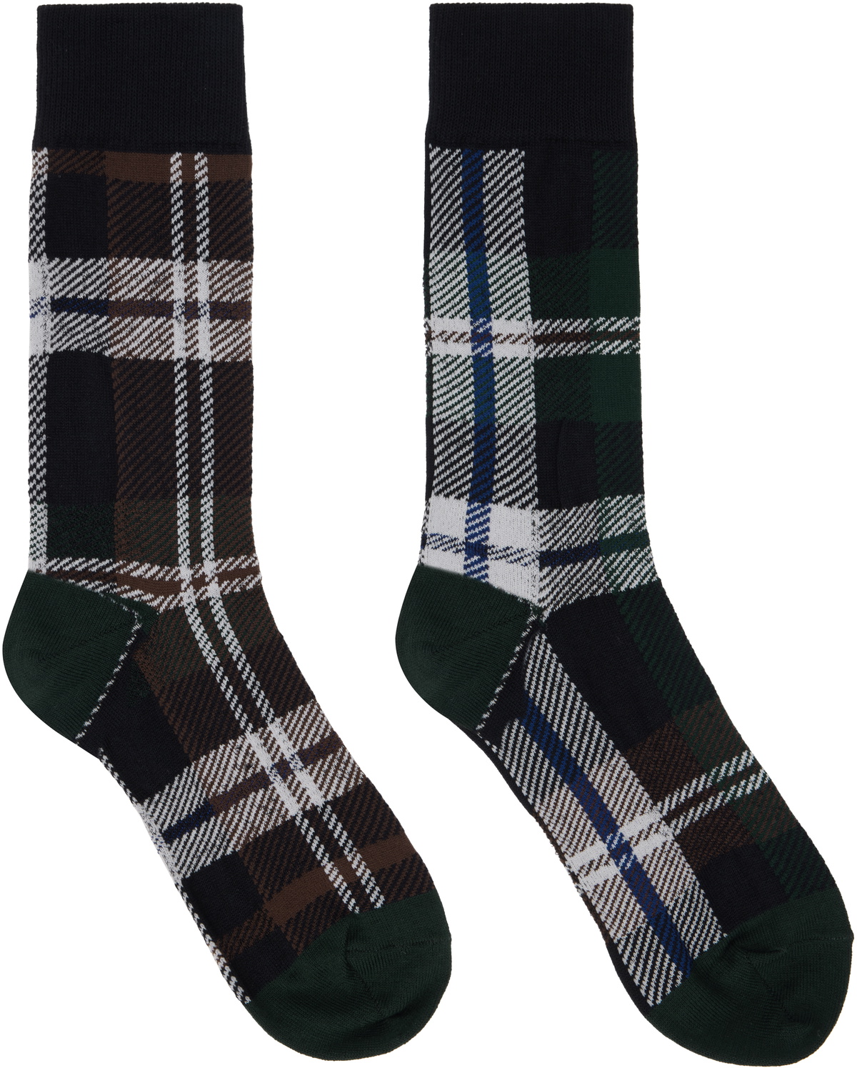 sacai Green & Brown Plaid Socks Sacai