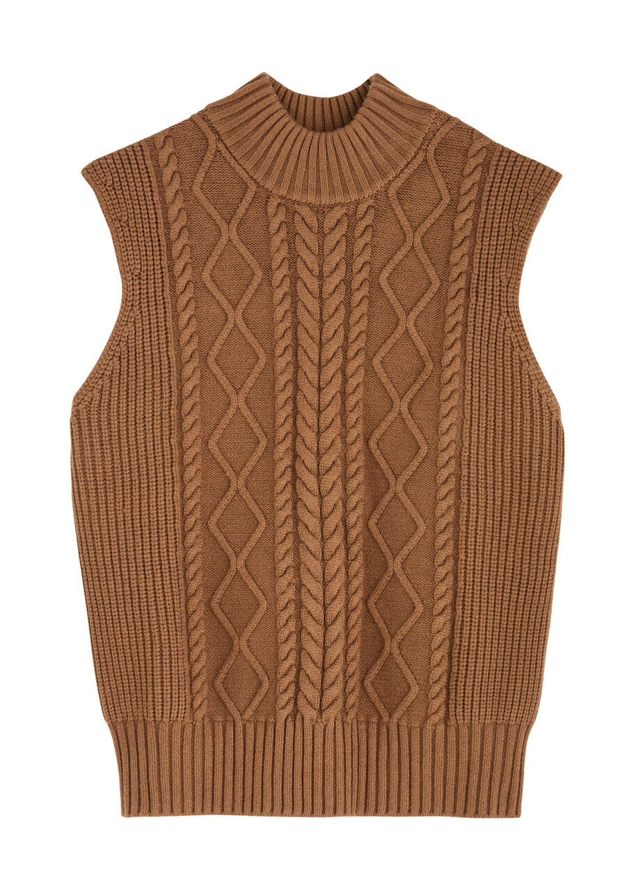 Varley Joilette Cable-knit Vest Caramel Varley
