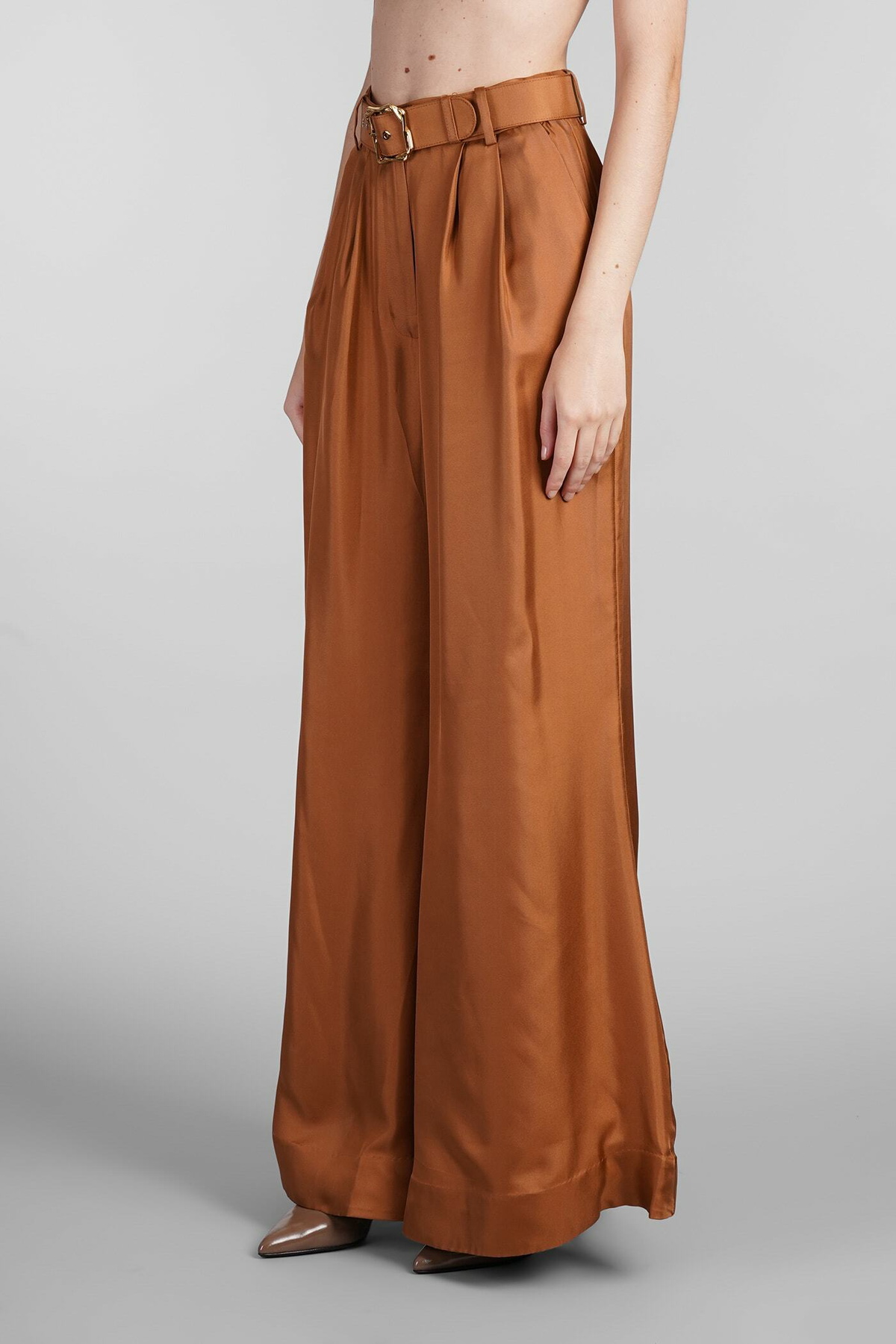 Zimmermann Pants In Brown Silk Zimmermann
