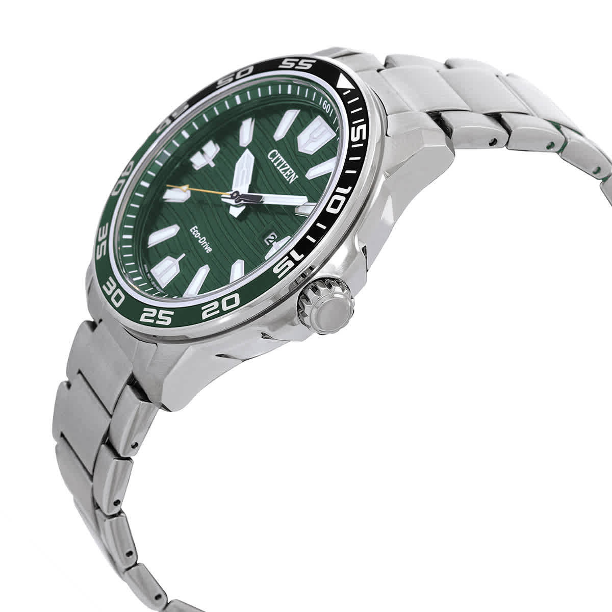 Citizen Eco-Drive Green Dial Stainless Steel Mens Watch AW1526-89X Citizen