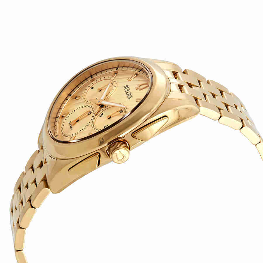 Bulova Curv Chronograph Champagne Dial Mens Watch 97A125 Bulova
