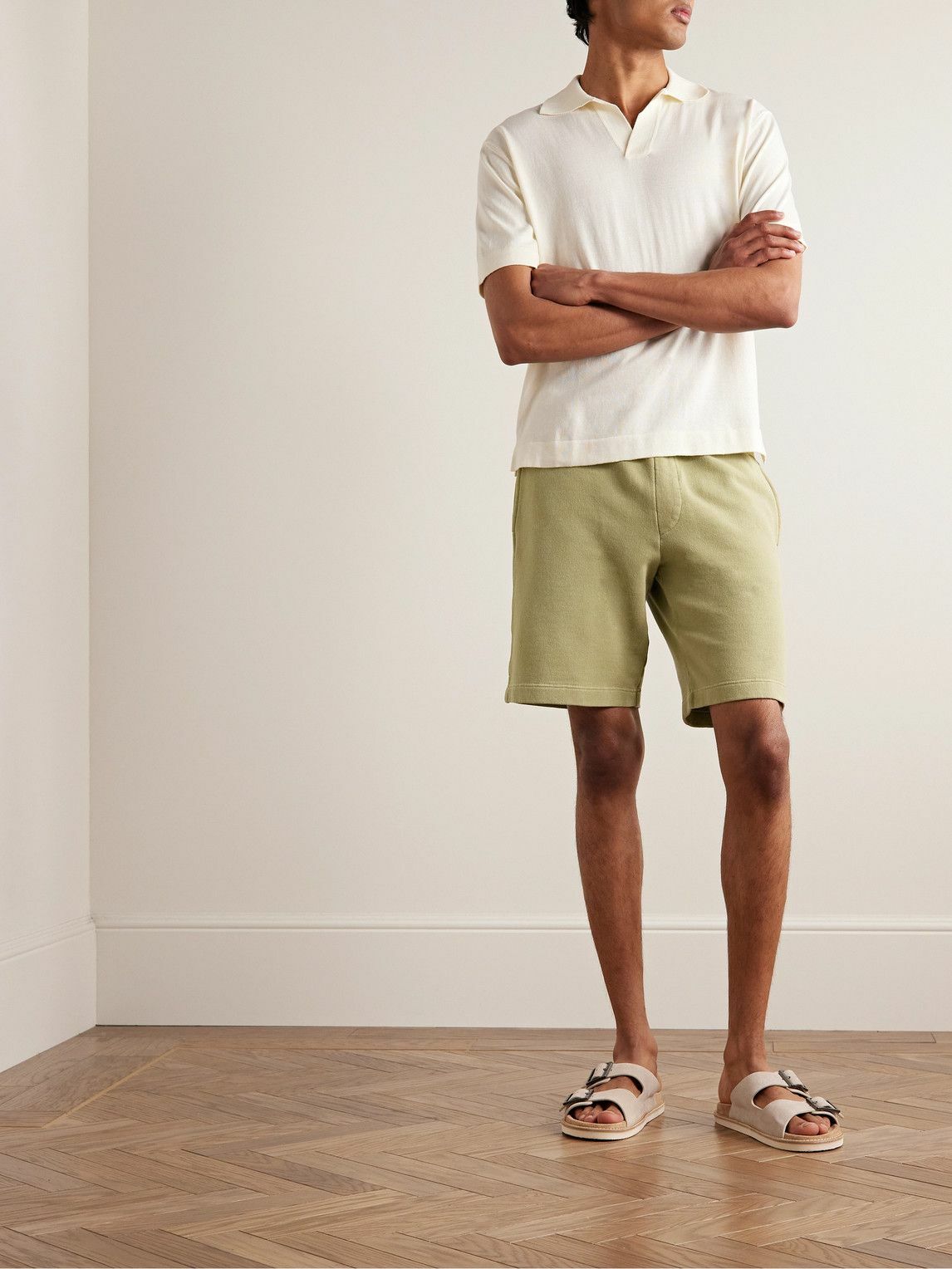 Thom Sweeney - Straight-Leg Cotton-Jersey Shorts - Green Thom Sweeney
