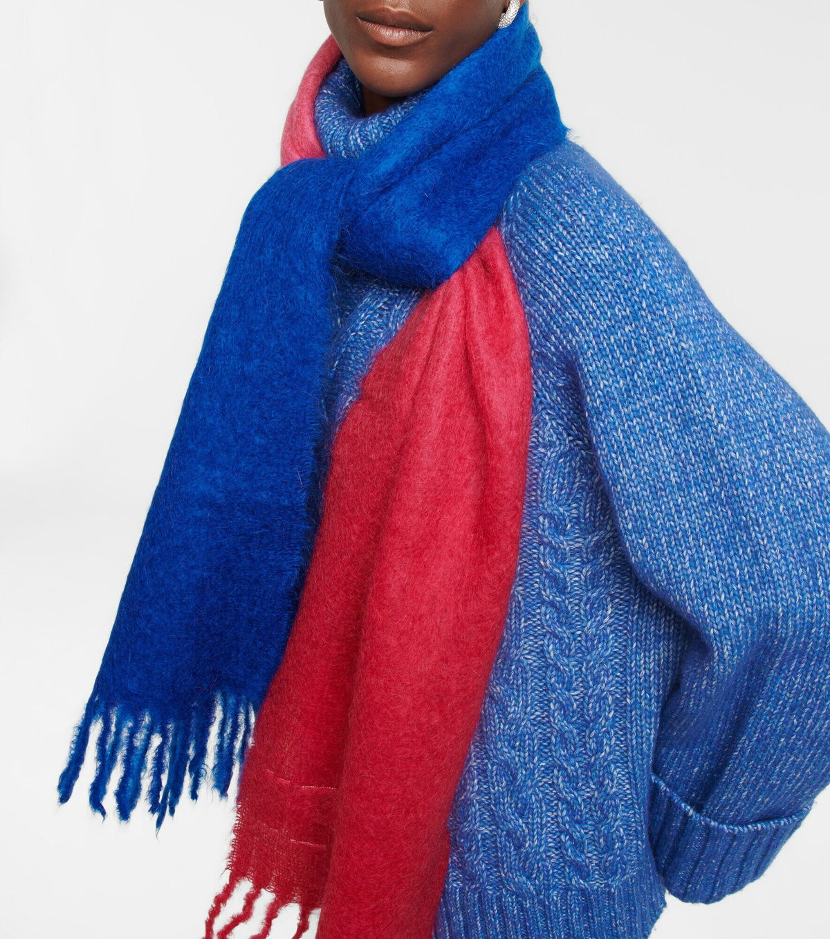 Ganni - Fringed mohair-blend scarf GANNI