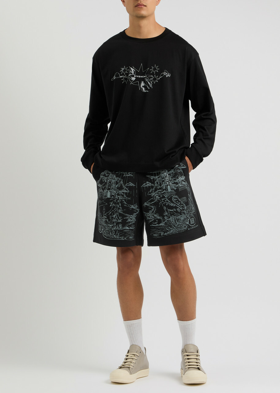 Givenchy Printed Cotton Shorts Black Givenchy