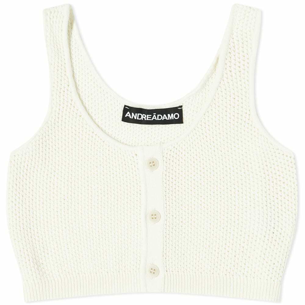 Andrea Adamo Women's ANDREĀDAMO Fishnet Knit Top in Ivory Andrea Adamo