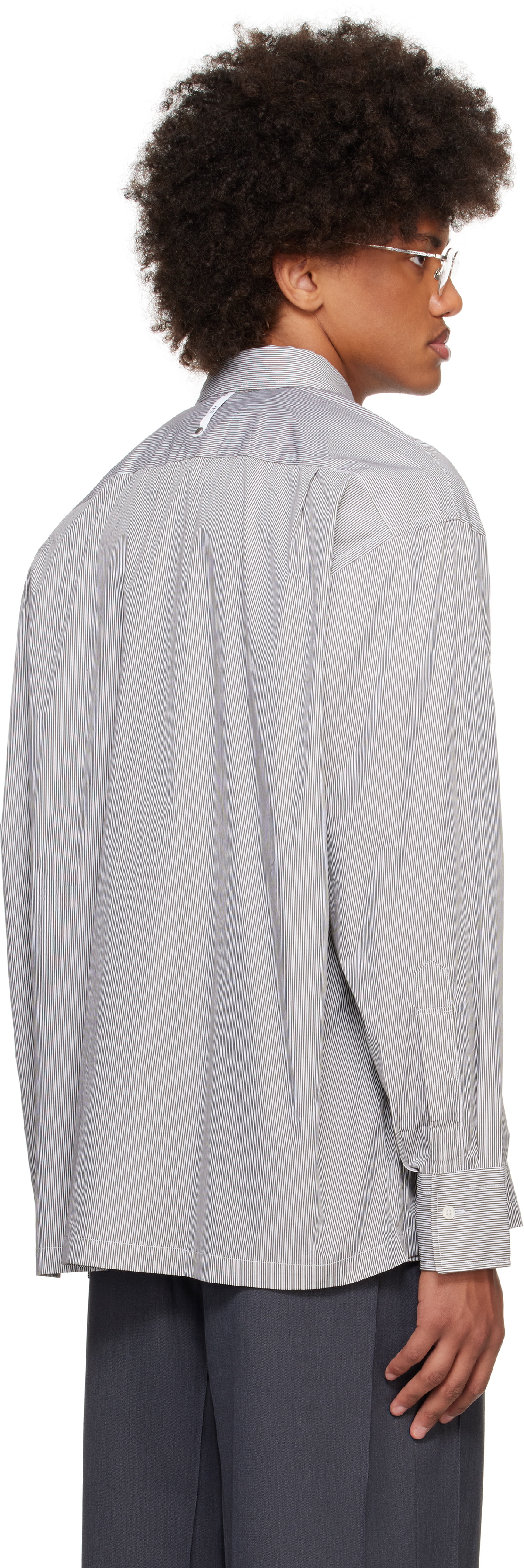 Karmuel Young Black & White Stripe Vacuum Square Overshirt Karmuel Young