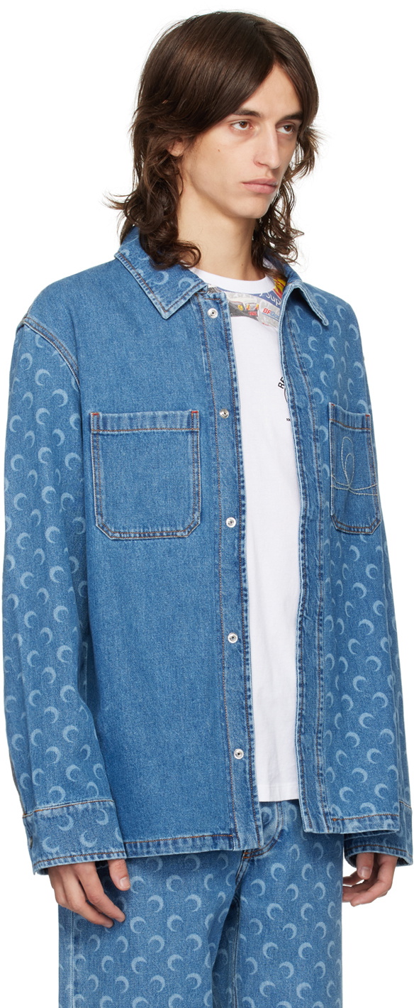 Marine Serre Blue Moon Laser Denim Jacket Marine Serre