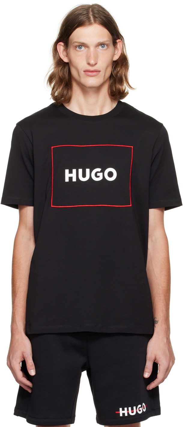 Hugo Black Embroidered T-Shirt Hugo Boss