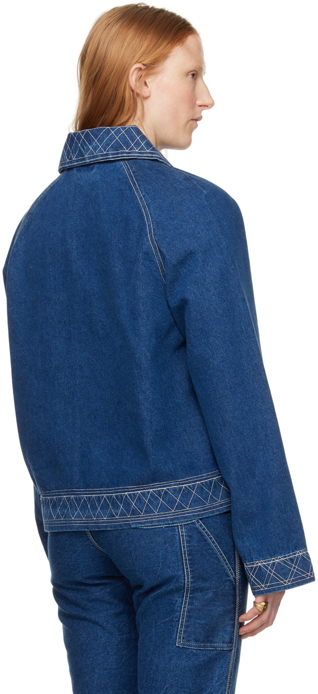 Bode Blue Embroidered Denim Jacket Bode