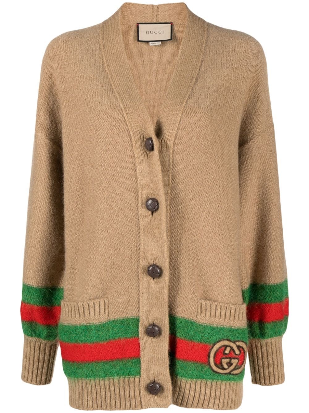 GUCCI - Web Detail Wool Cardigan Gucci