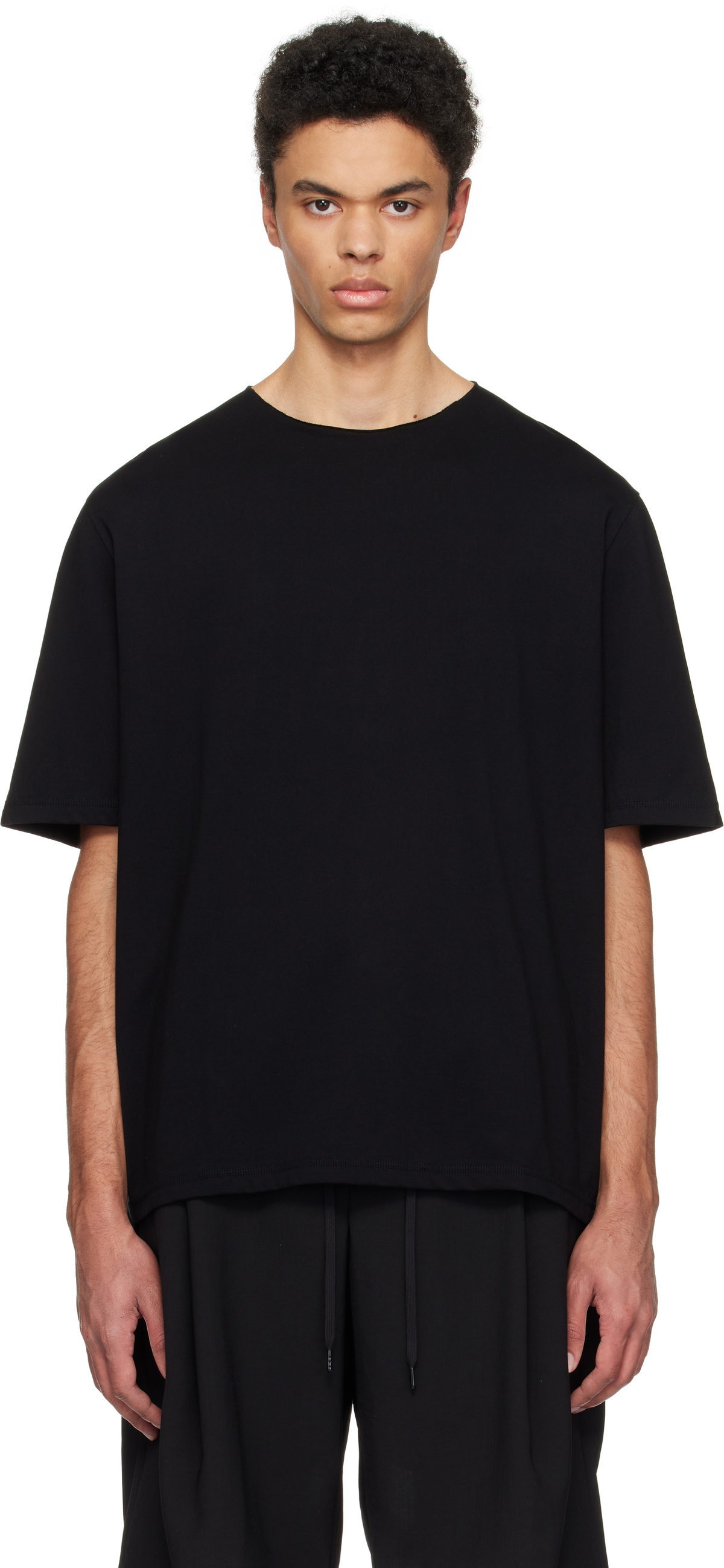 DEVOA Black Paneled T-shirt