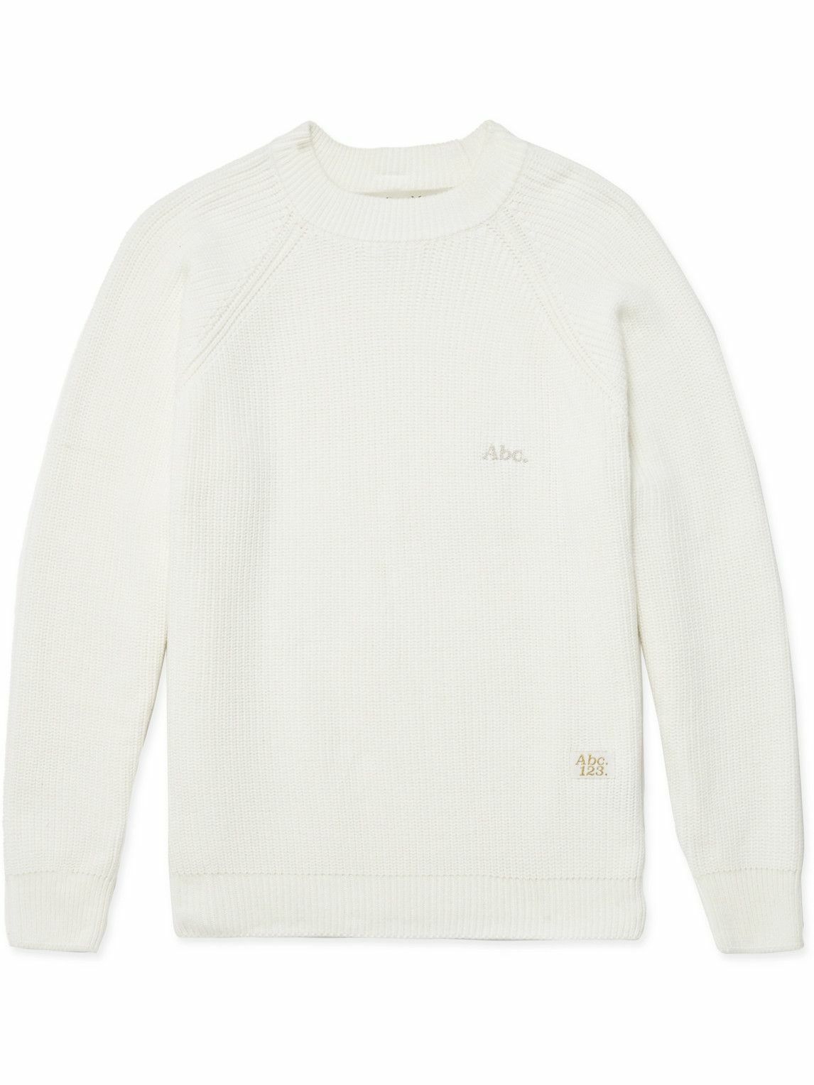 Abc. 123. - Logo-Embroidered Ribbed Cotton Sweater - White Advisory ...