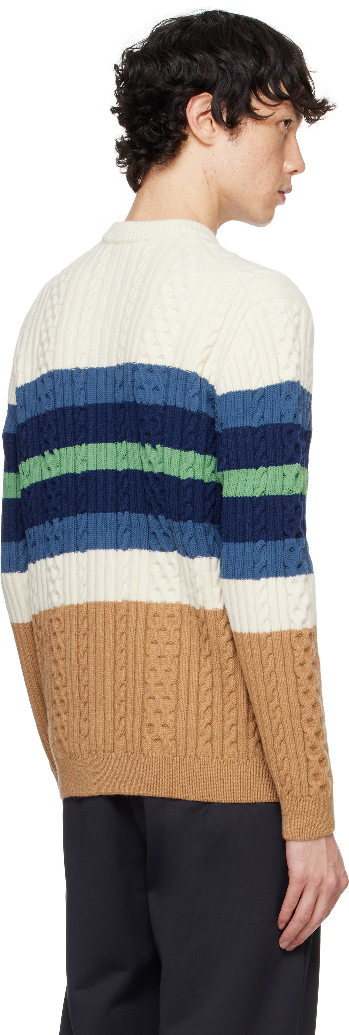 Maison Kitsuné Multicolor Striped Cable Sweater Maison Kitsune