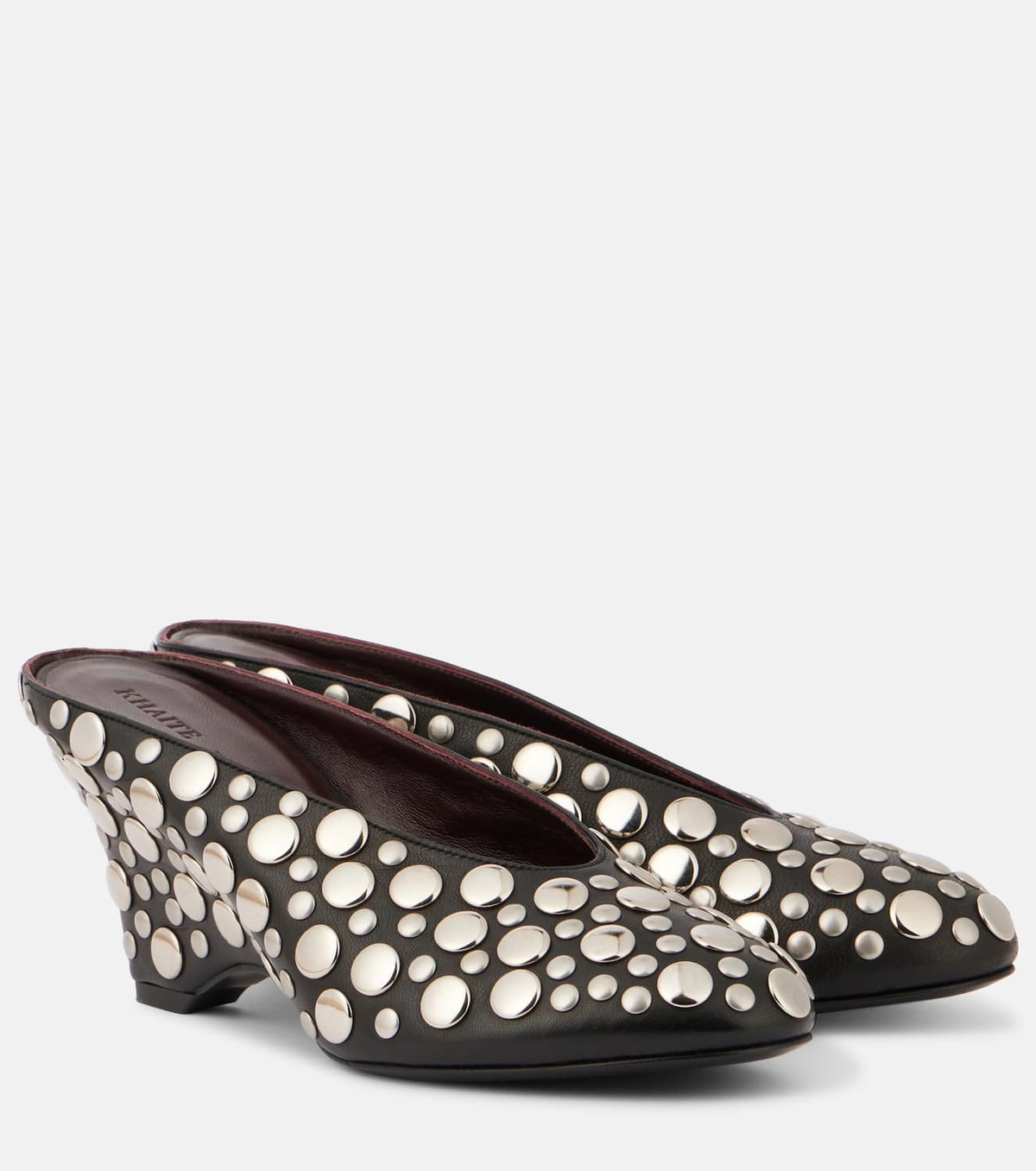 Khaite Cloak 75 studded leather wedge mules Khaite