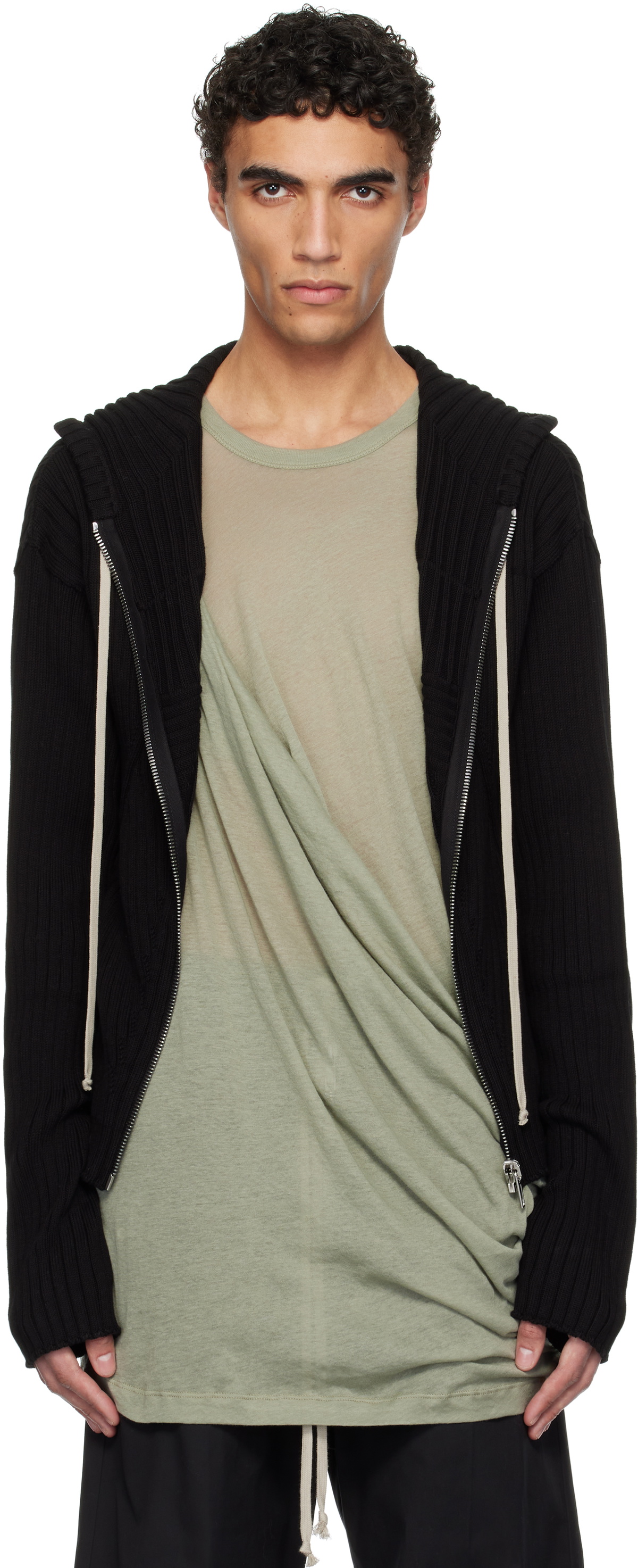 Rick Owens Black Hollywood Zipped Hoodie Rick Owens